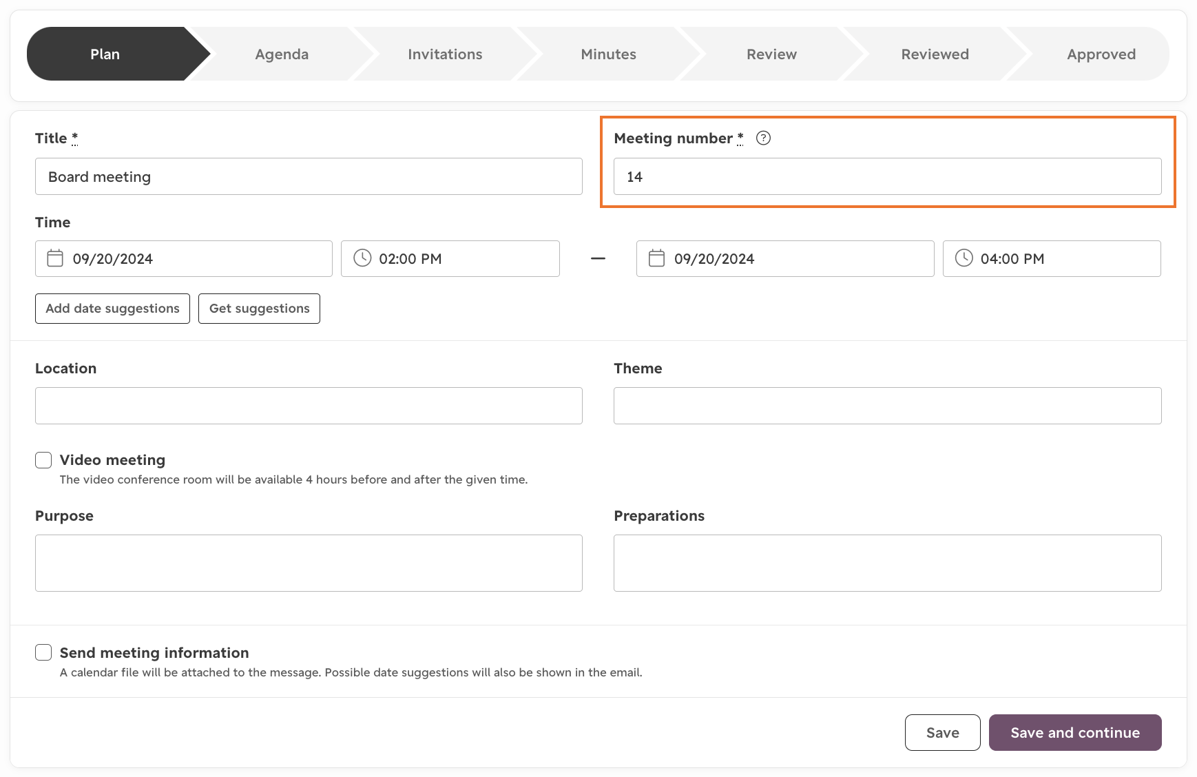 Meeting number – Boardeaser