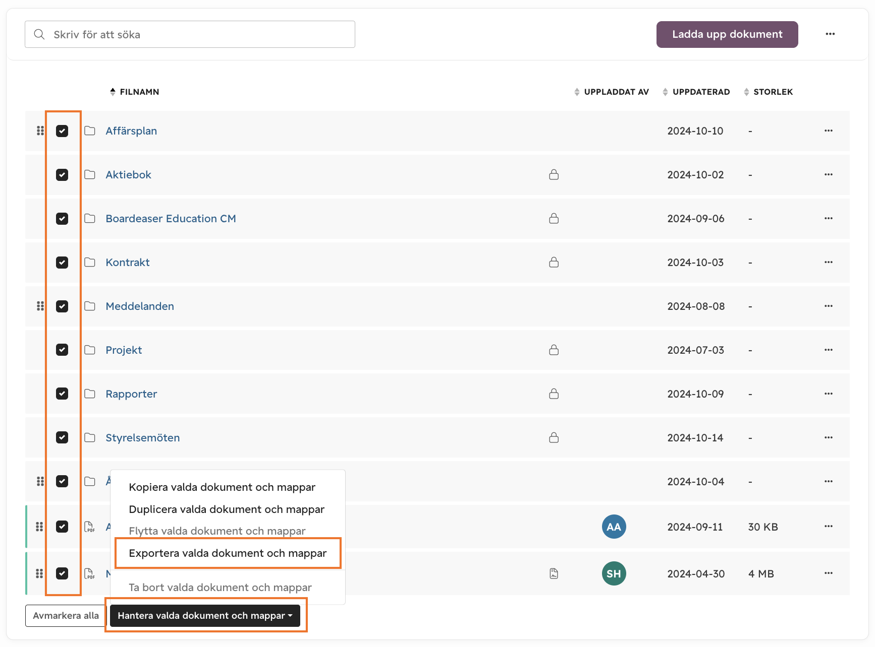 Hur laddar jag ner filer och mappar? – Boardeaser AB